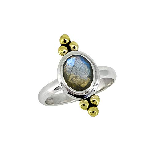 YoTreasure Labradorite Ring 925 Sterling Silver Brass Jewelry