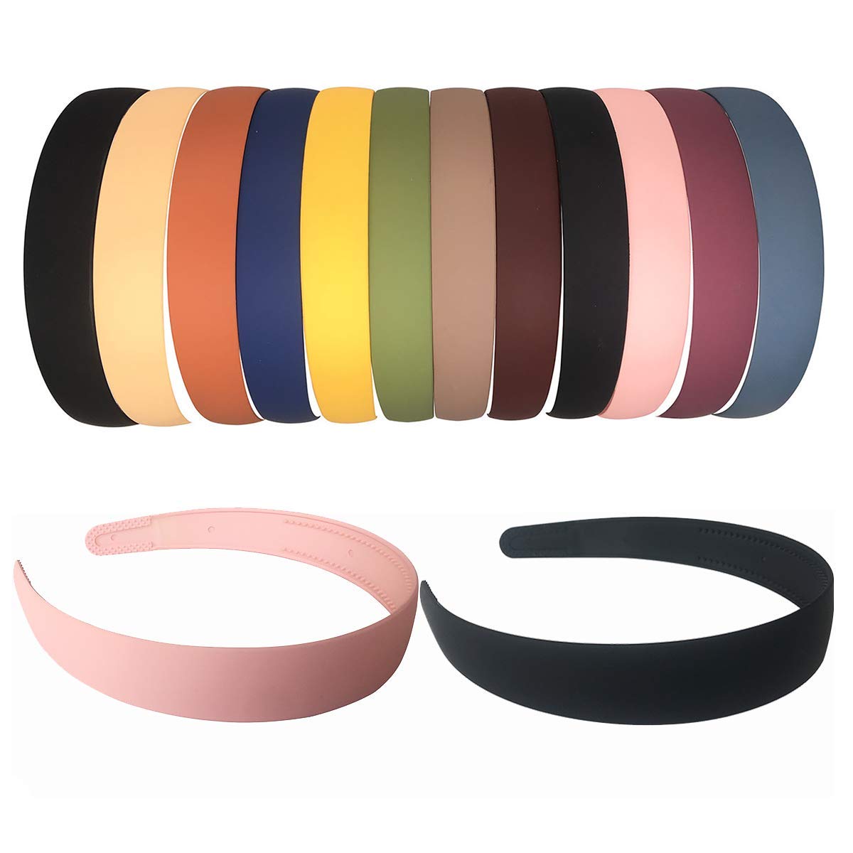 Yazon 25mm Plastic Headbands For Women Girls Simple Hard Headbands with Teeth Plain Winter Headbands For Kids Teens 12pcs