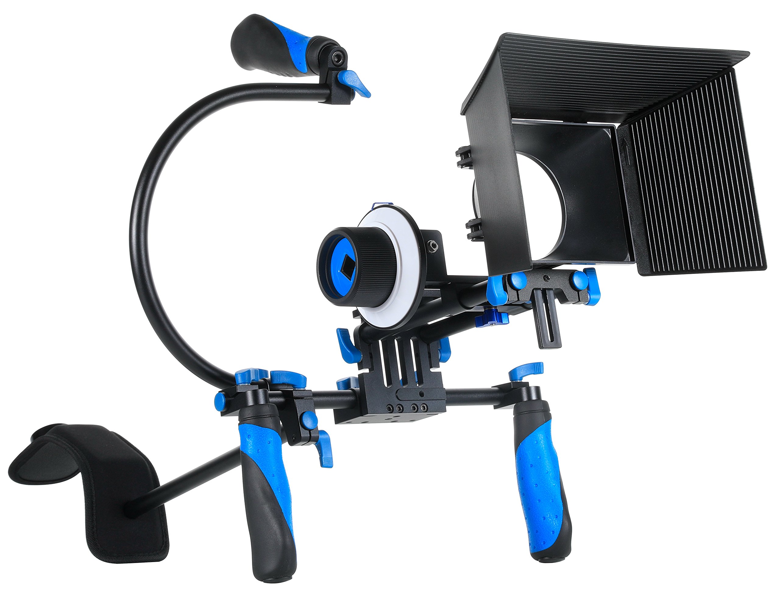 SunSmart DSLR Rig video camera Shoulder Mount Kit including DSLR Rig shoulder support and Matte Box for All DSLR Video Cameras and DV Camcorders
