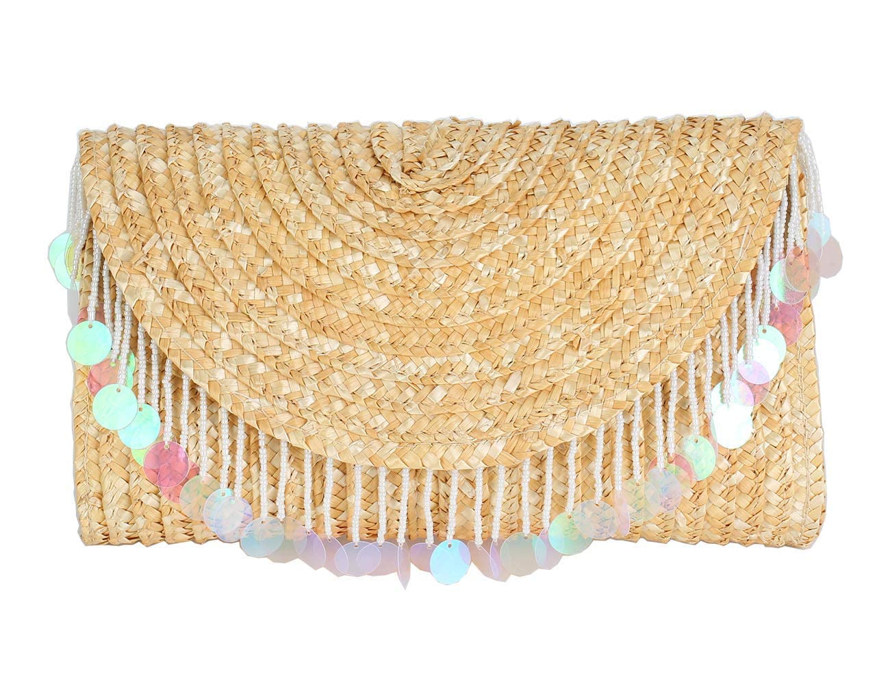 Women's Straw Clutch Purse Summer Beach Bags Envelope Wallet Woven Handbags