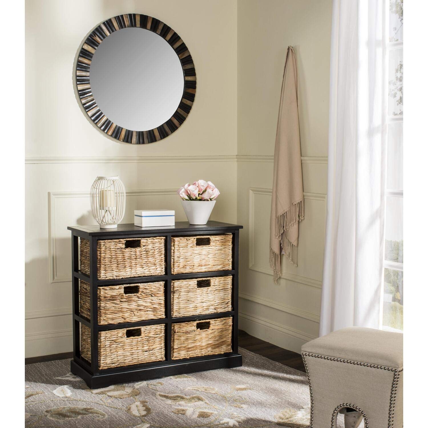 Safavieh American Homes Collection Keenan Distressed Black 6 Wicker Basket Storage Chest