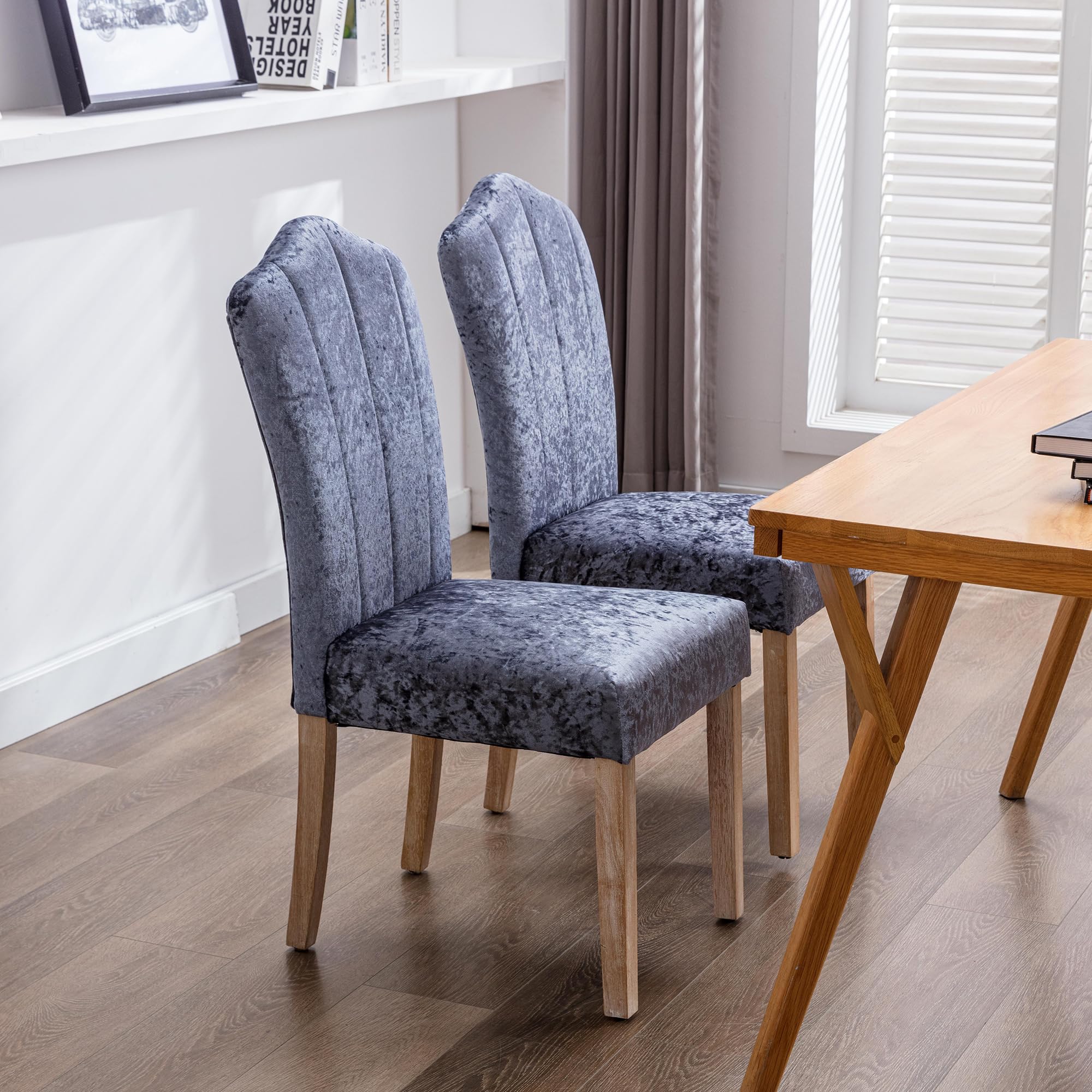thksbought Dining Chairs Set of 2 Chairs Velvet Chairs for Dining Room and Living Room (Gray)