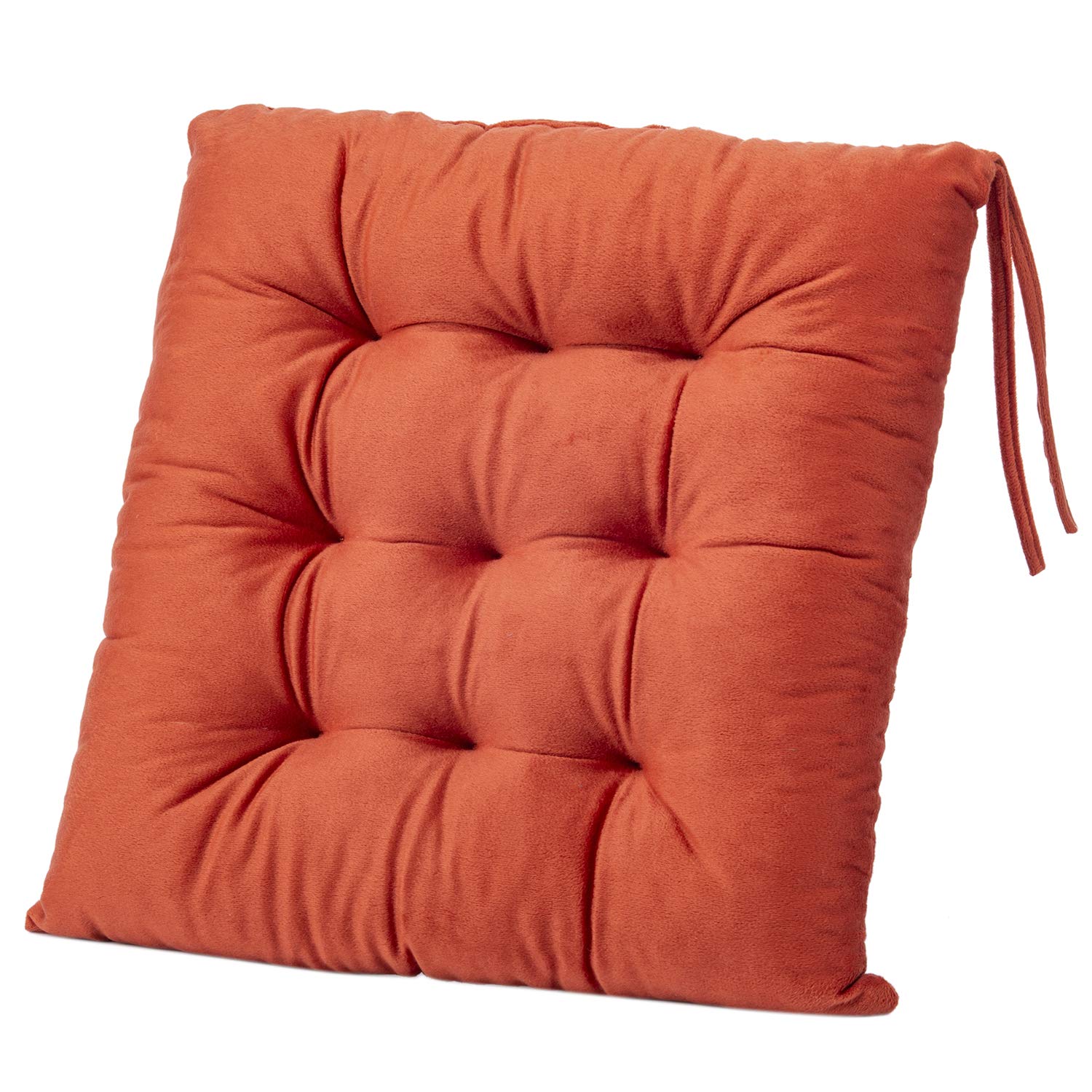 WONDER MIRACLE 4 Pack Seat Cushion/Chair Cushion Pads for Dining Chairs, Office Chair, Floor, Machine Wash & Dryer Friendly (Flannel 16"×16", Carrot)