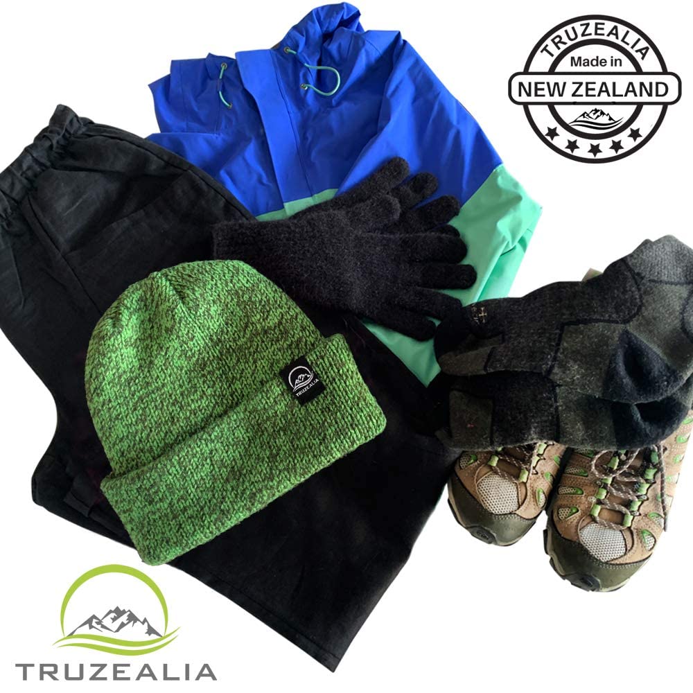 Truzealia Unisex Outdoor Merino Possum Lined Beanie, One Size, Green