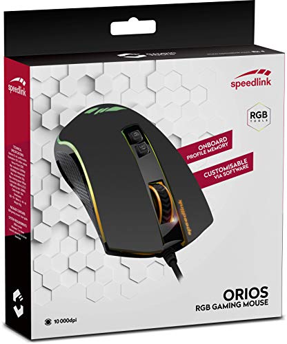 Speedlink ORIOS RGB Gaming Mouse with high-end 5,000dpi Sensor, 7 programmable Buttons and Customizable Lighting, Black