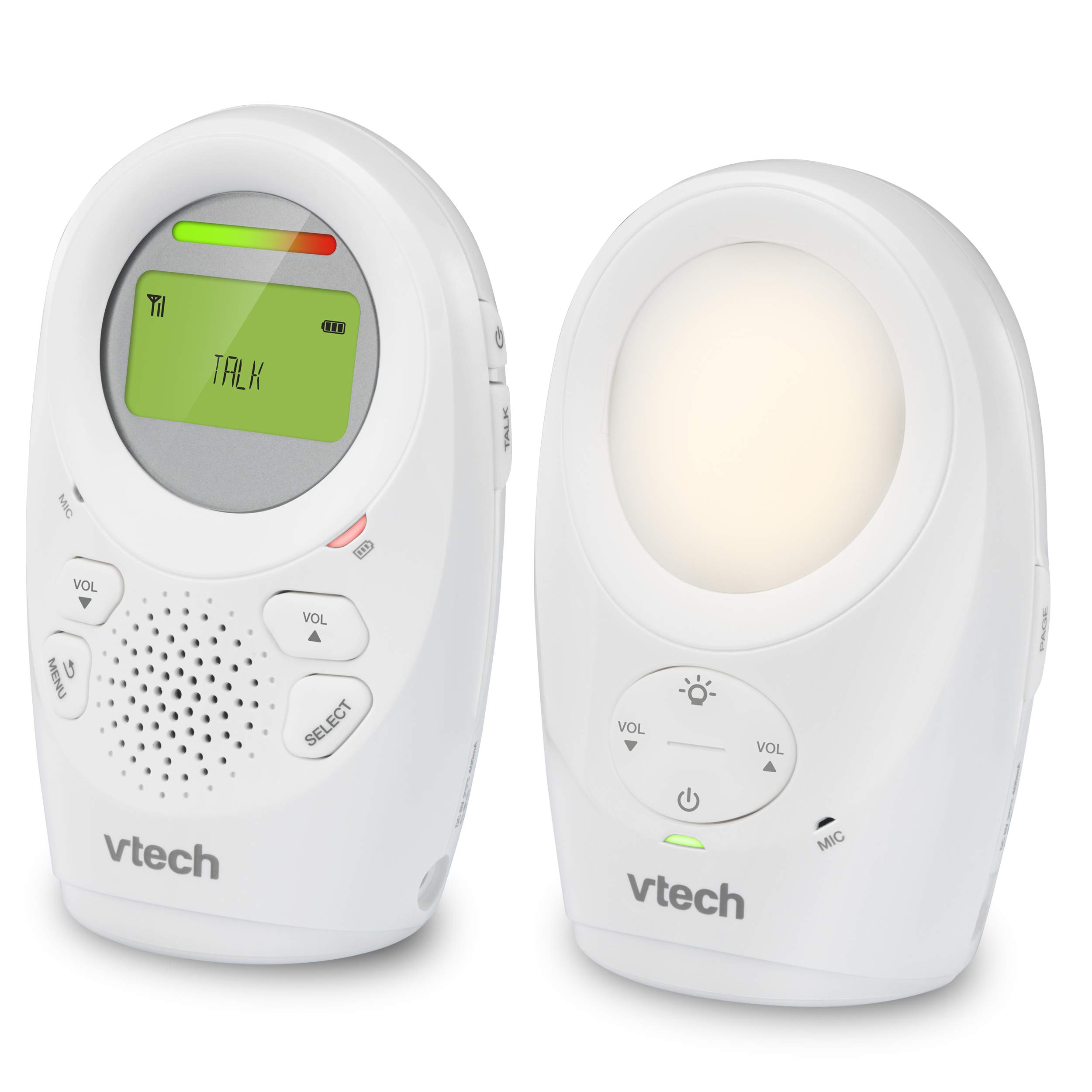 VTech DM1211 Enhanced Range Digital Audio Baby Monitor with Night Light, 1 Parent Unit, Silver & White (Renewed)