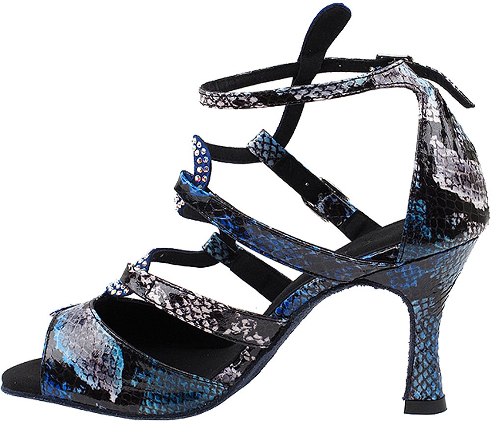 Women's Ballroom Dance Shoes Tango Wedding Salsa Dance Shoes Blue Snake Sera7017EB Comfortable - Very Fine 2.5" Heel 5 M US [Bundle of 5]