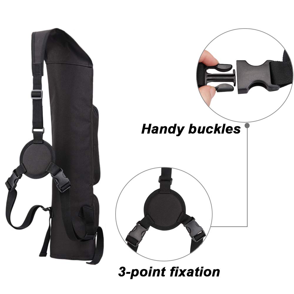 XTACER Lightweight Quiver Hunting Training Camo Archery Arrow Quiver Holder Bow Belt Shoulder Bag Pouch (Black - Upgrade)