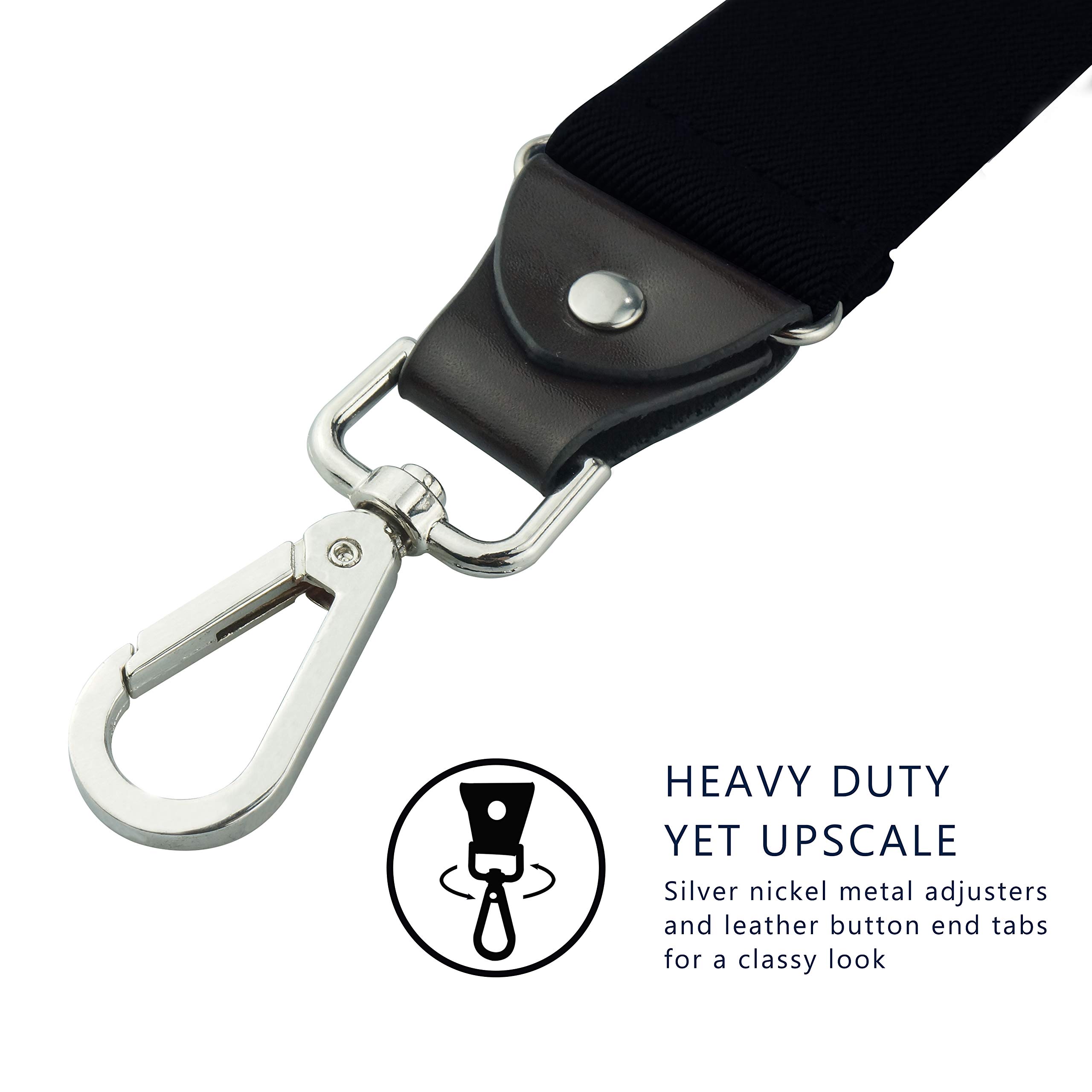 Vauhse Suspenders for Men, Adjustable Suspenders with Elastic Straps Y-Back Construction Heavy Duty for Work Black