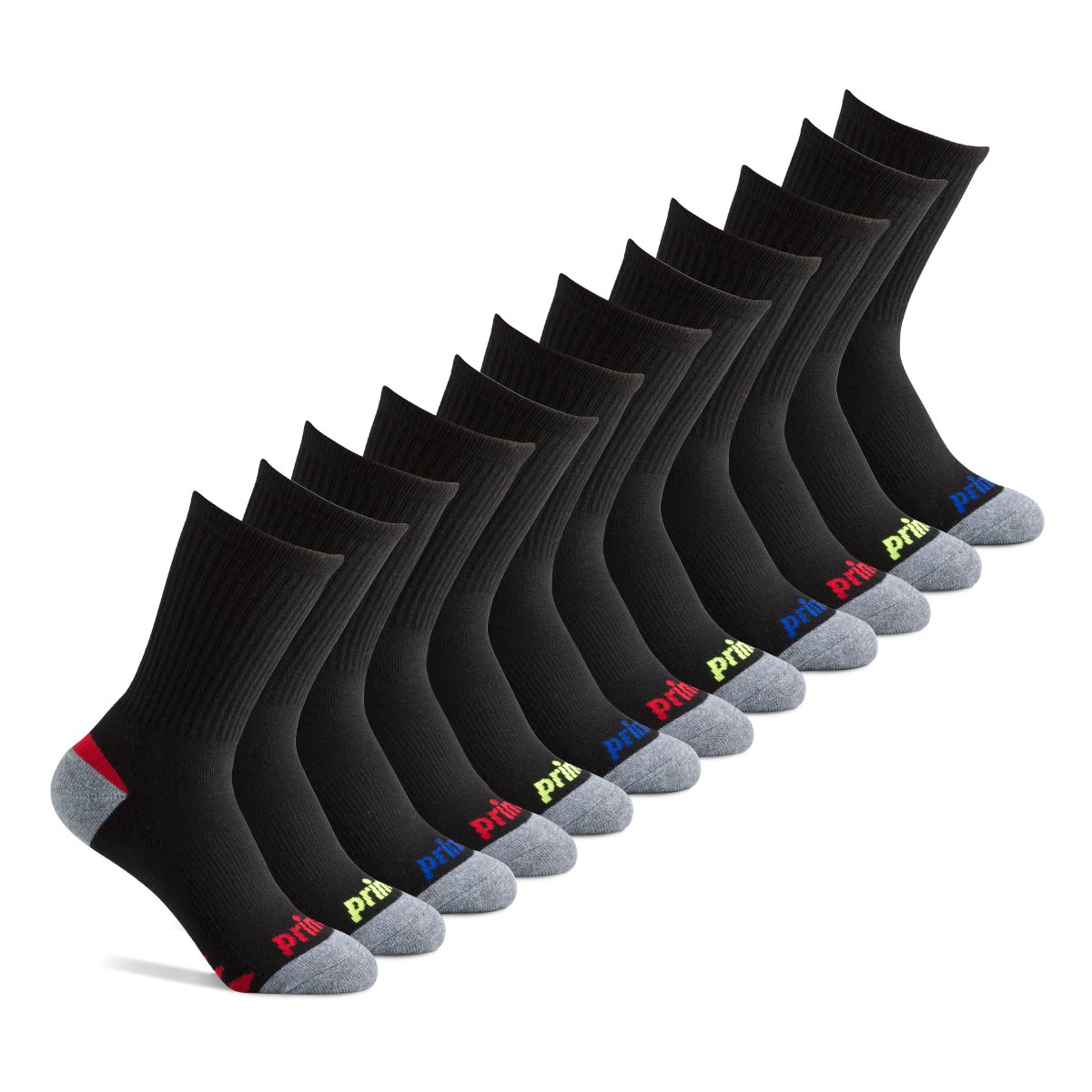 Prince Boys' Crew Athletic Socks for Active Kids (12 Pair Pack) (3-9 (Big Boys), Black)