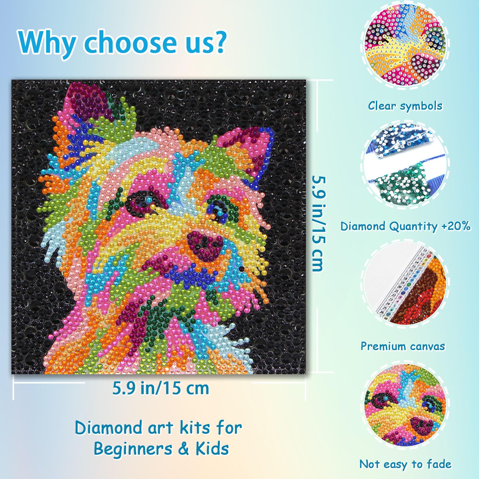 Sloikey Diamond Art Kits for Kids Suit for Kids Ages 6-8-9-12 and Beginners,Diamond Art Gem by Number Kits Arts and Crafts Kits (4PCS) (S-cat-four)