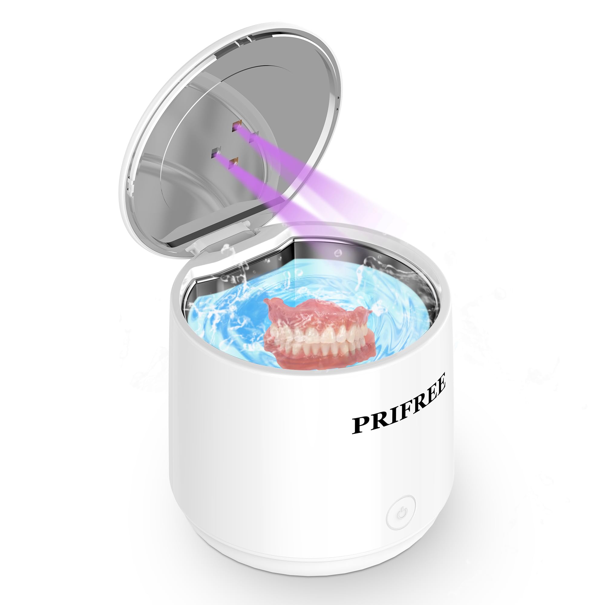 Rechargeable Dentures Cleaning Machine, Ultrasonic Cleaner for Dentures, Retainer, Aligner, Mouth Guard, Braces, Jewelry, Whitening Trays, 45kHz Portable Ultrasonic Retainer Cleaner