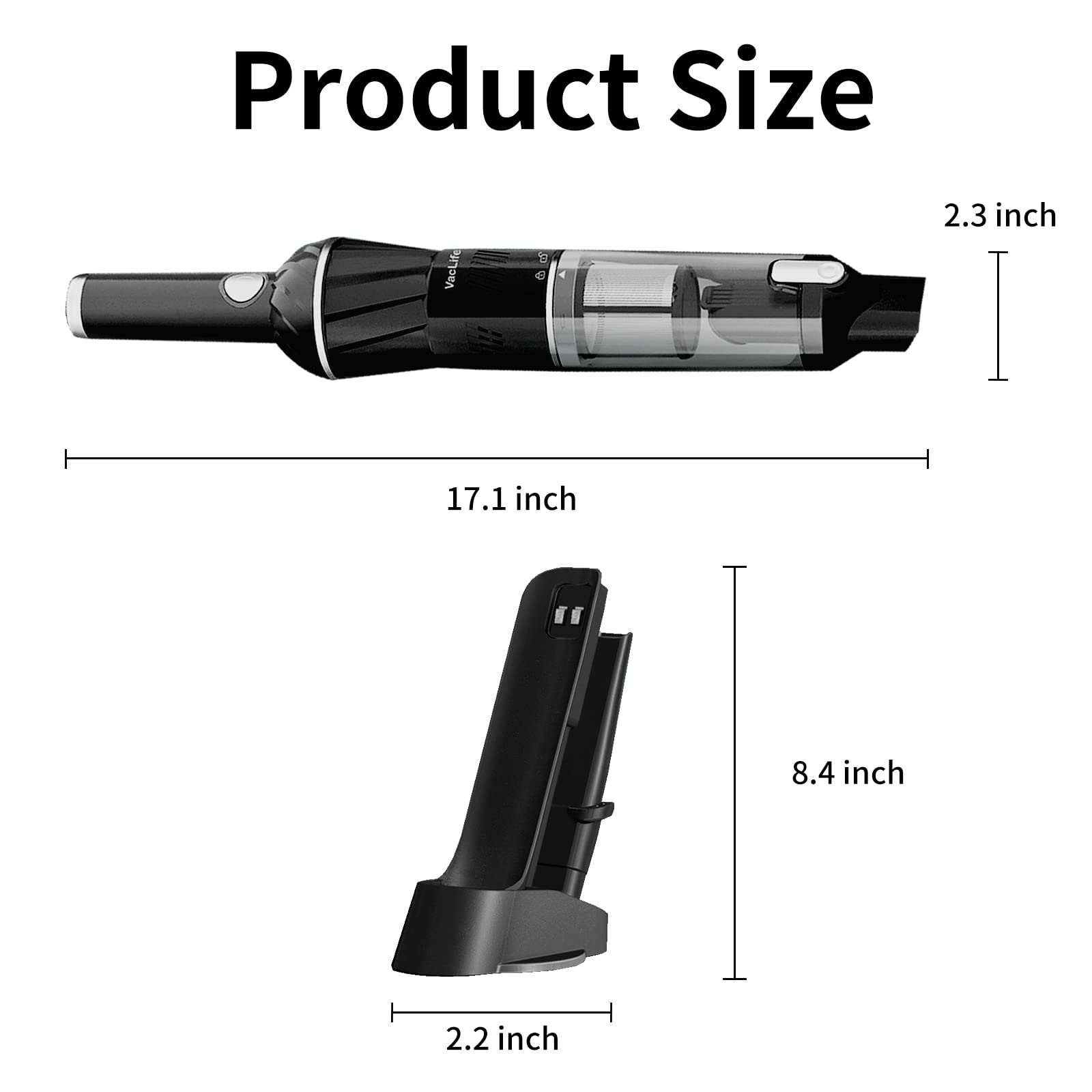 VacLifePRO Handheld Vacuum - Portable Car Vacuum, Fast-Charging Handheld Vacuum Cordless for Home, Office and Car, Hand Vacuum Cordless Rechargeable (VL736)