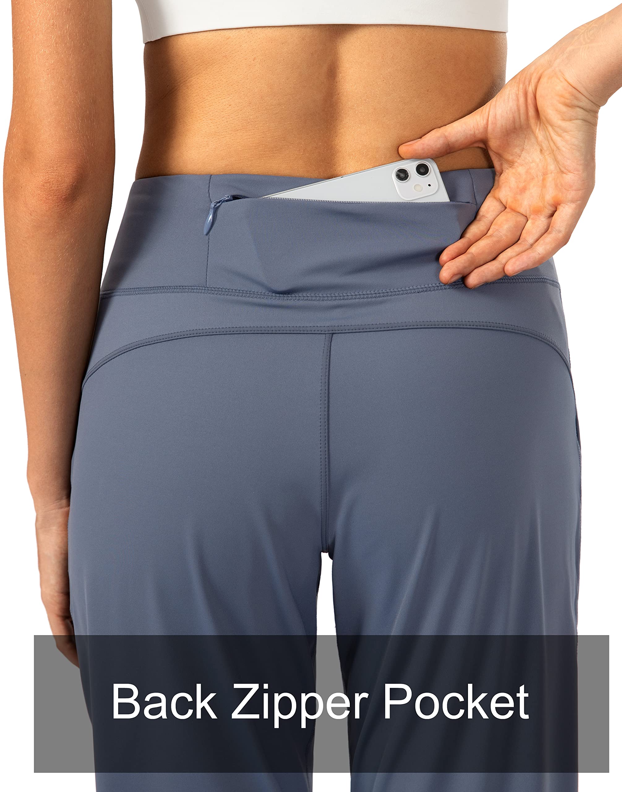 Soothfeel Women's Joggers with Zipper Pockets High Waisted Athletic Workout Yoga Pants Joggers for Women Regular (Dusty Blue, Small)