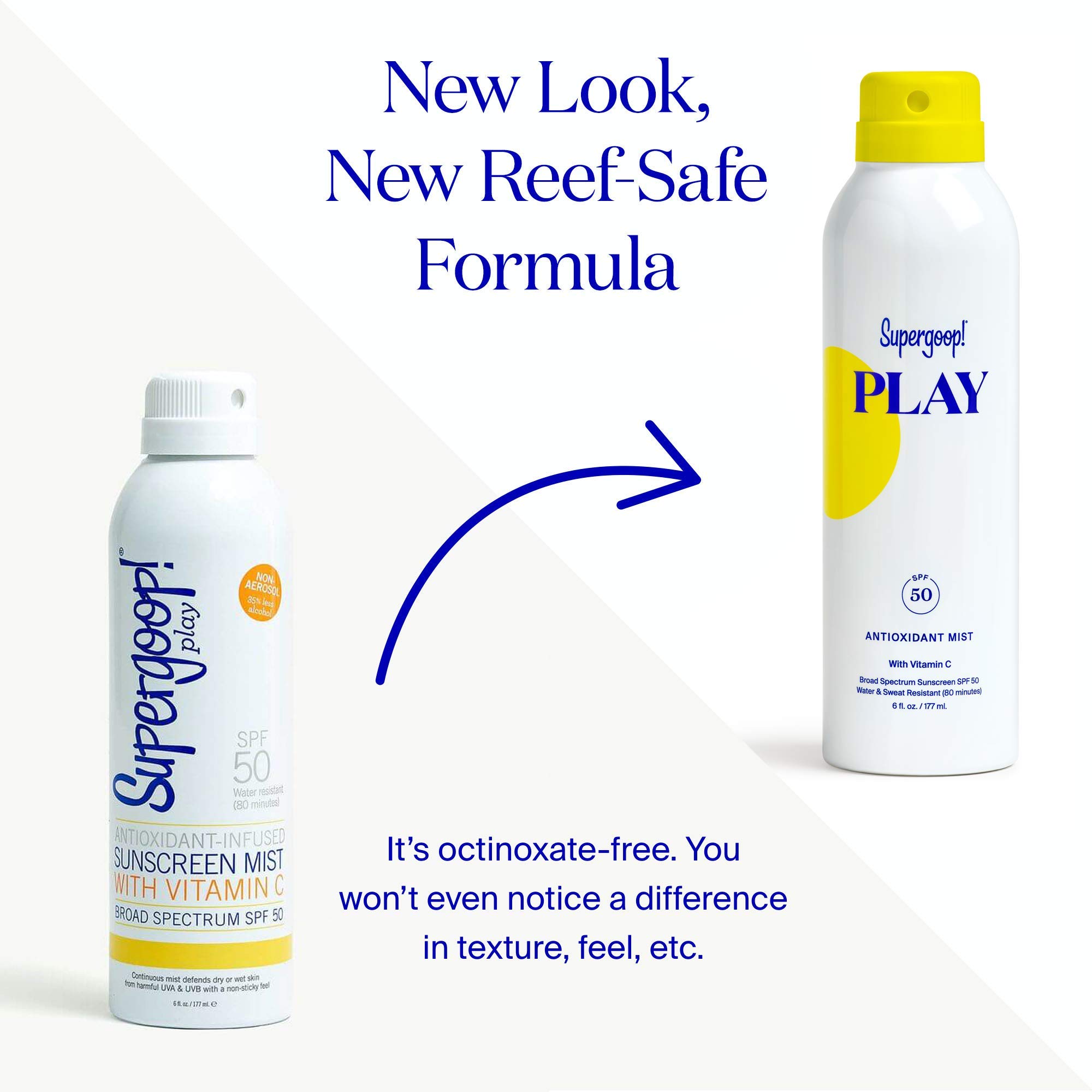 Supergoop! PLAY SPF 50 Antioxidant-Infused Body Mist w/ Vitamin C, 6 fl oz - Broad Spectrum Sunscreen Spray - Full Coverage Body Sunscreen for Sensitive Skin - Athlete-Trusted, Great for Active Days