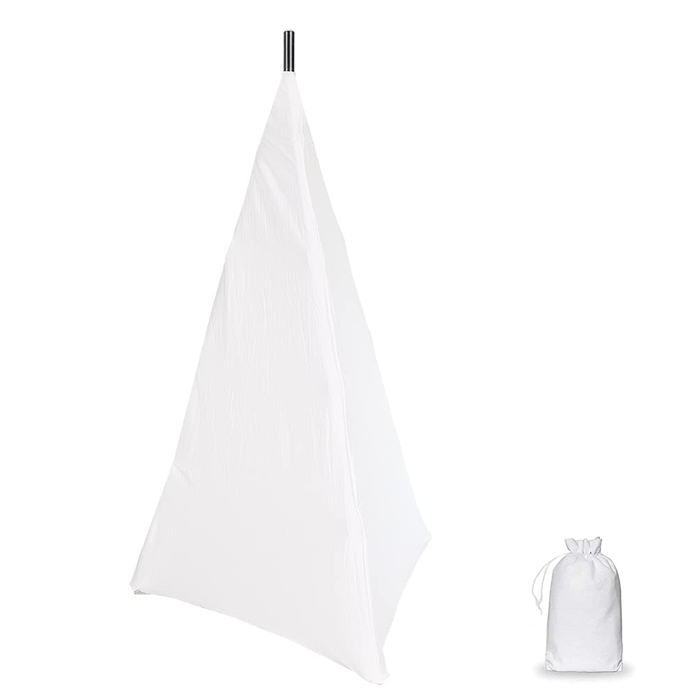UCARE Floor Speaker Stand Covers Metal Heavy Duty Support Stand Cover for Weddings Banquets Events 3 Sided Triangular DJ Speaker Stand Tripod Cover Scrim (ONE Pack-White)
