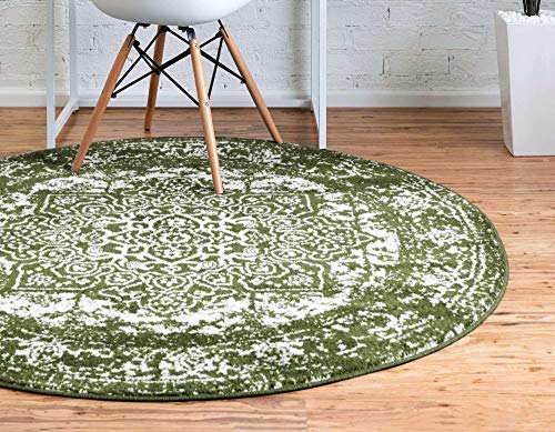 Unique Loom Richmond Collection Area Rug - Medallion (3' 3" Round, Green/ Ivory)