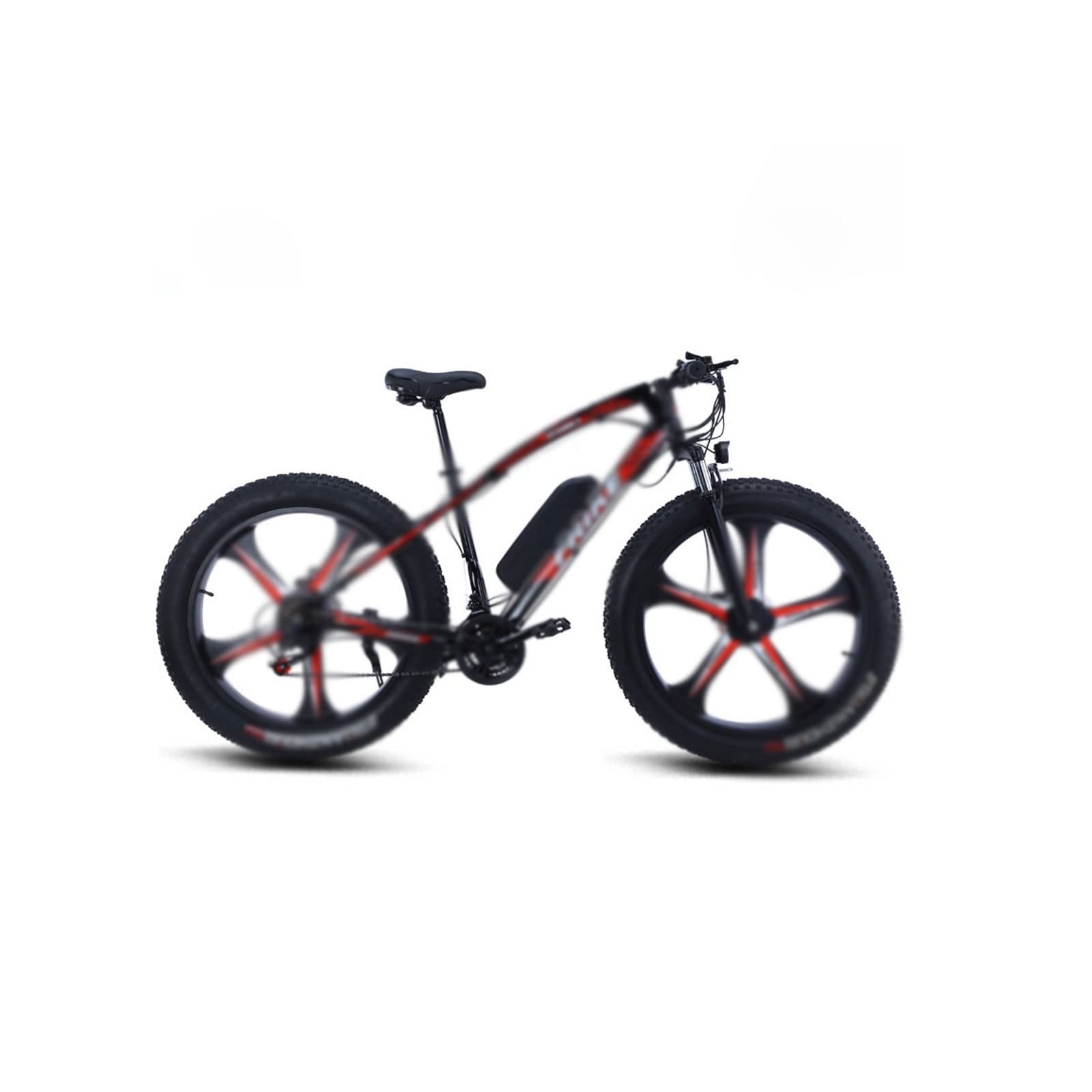Wonzoneddzxc Electric Bicycles 4.0 Fat Tire Electric Bicycle Mountain Lithium Assist Snowmobile Integrated Wheel Variable Speed Beach Bike (Color : Black-Red)