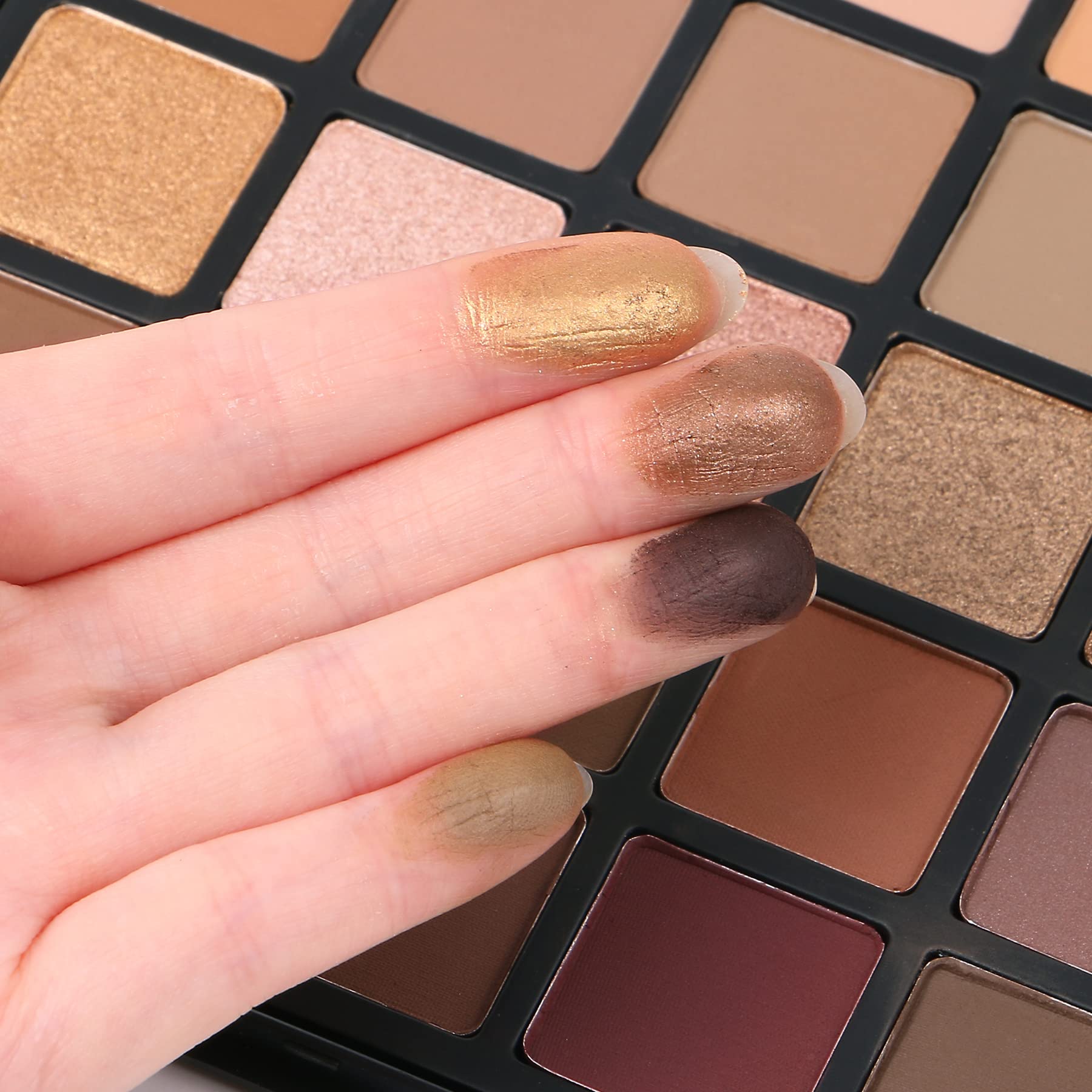 Vodisa Nude Neutral Eyeshadow Palette, Matte and Shimmer Eye Shadows Long Lasting Blendable Eyeshadow with Makeup Brushes Set Warm Brown Waterproof High Pigment Powder Pallet 25B