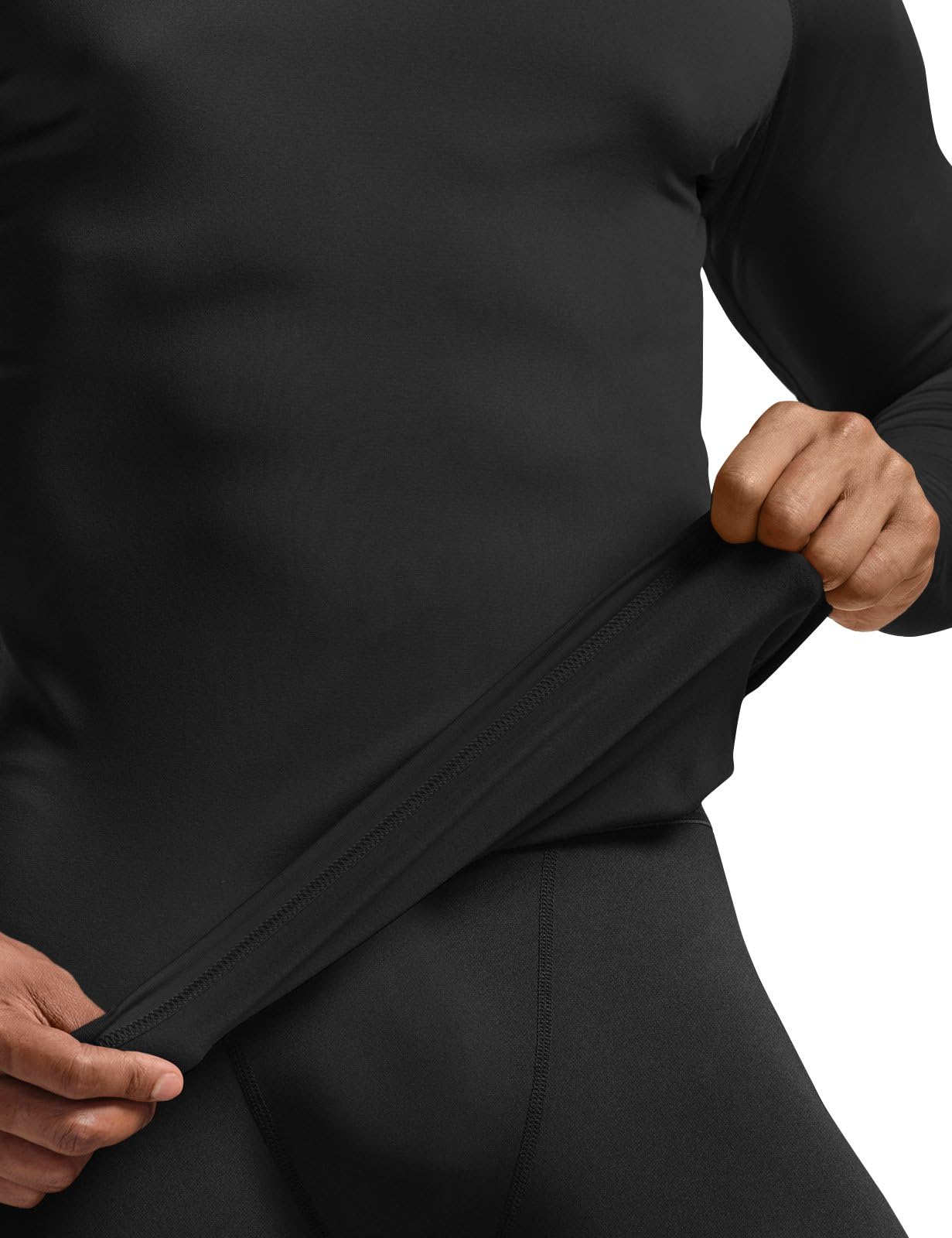 TSLA Men's Thermal Compression Shirts Hoodie with Mask, Long Sleeve Winter Sports Base Layer Top, Active Running Shirt, Heatlock Hoodie Black, X-Large