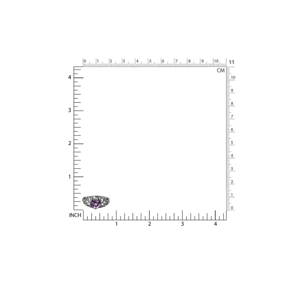 Silvershake 1.66ct. Natural Amethyst 925 Sterling Silver Filigree Swirl and Spiral Ring Size 7
