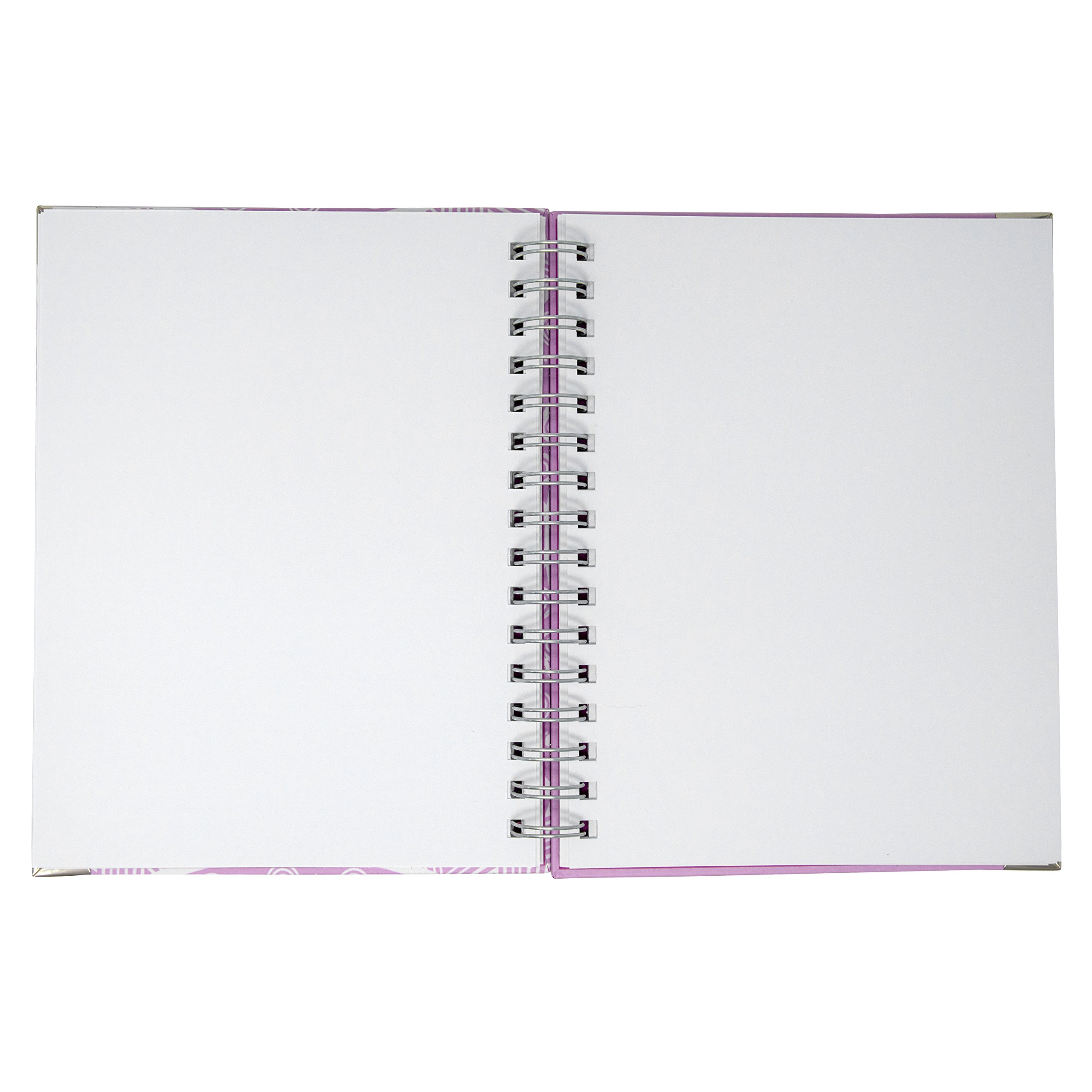 Spiral Bound Hardcover Writing Journal Notebook, Pink Mandala Diary, Lined and Blank Pages, 100 gsm, 6.5 x 8.5 inches