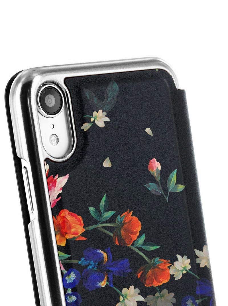 Ted Baker SSABINA Mirror Folio Case for iPhone XR - Sandalwood/Black Silver
