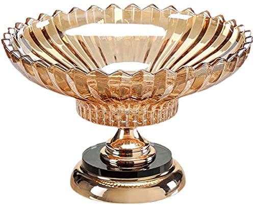 zhouye Durable Crystal Glass Fruit Bowl European Style Light Luxury Fruit Tray 12in/31cm, for Living Room Tea Table Wedding Decoration