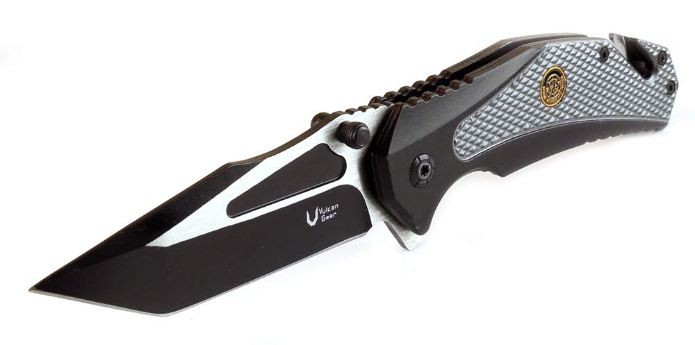 Vulcan Gear Emergency Service Tactical Assisted Open Metal Rescue Folding Knife (Black - S.W.A.T)