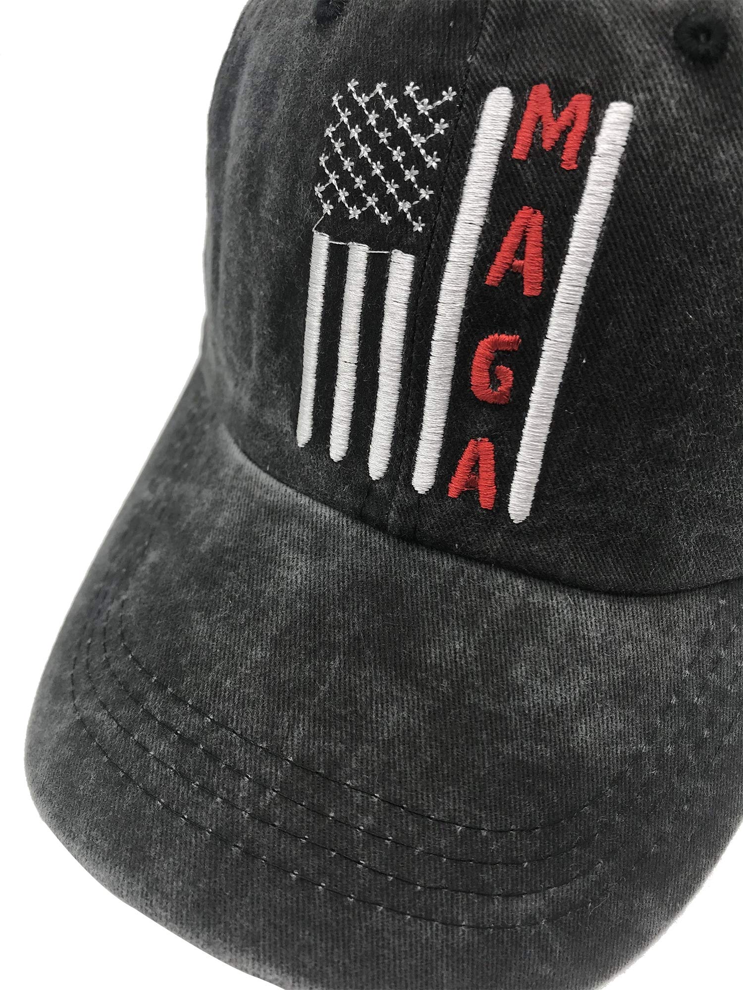 Unisex Make America MAGA Great Again Vintage Adjustable Baseball Cap Denim Dad Hat (One Size, Embroidered Black)