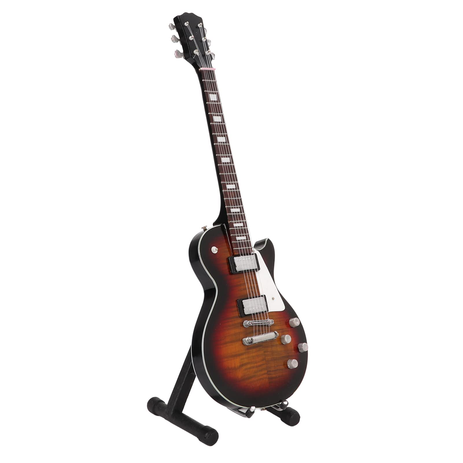 Wooden Miniature Electric Guitar with Stand and Case, Mini Musical Instrument Miniature Dollhouse Model, Exquisite and Compact, Mini Guitar Model for Home Decoration