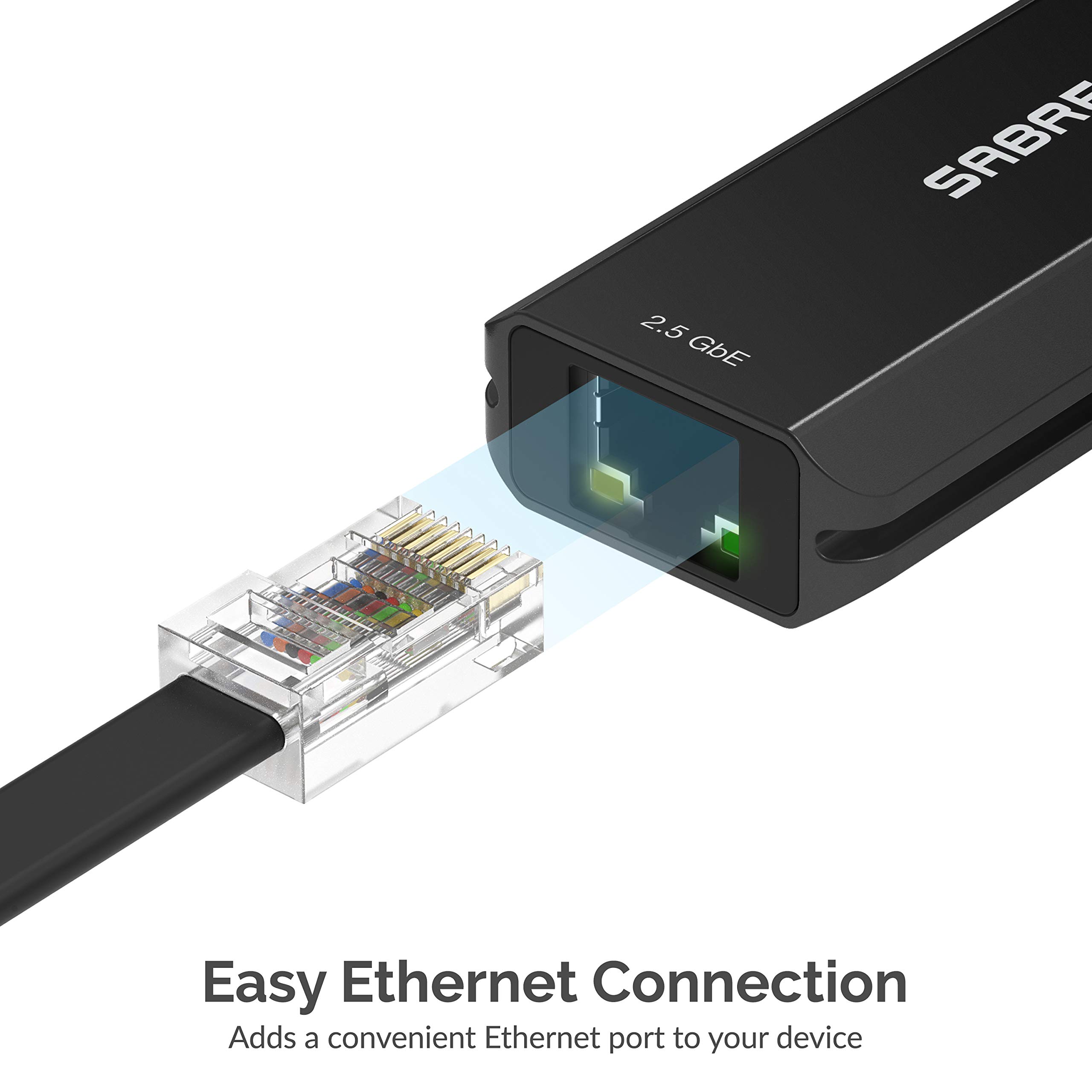 SABRENT USB Type-A or Type-C to 2.5 Gigabit Ethernet Adapter 10/100/1000/2500 (NT-S25G)