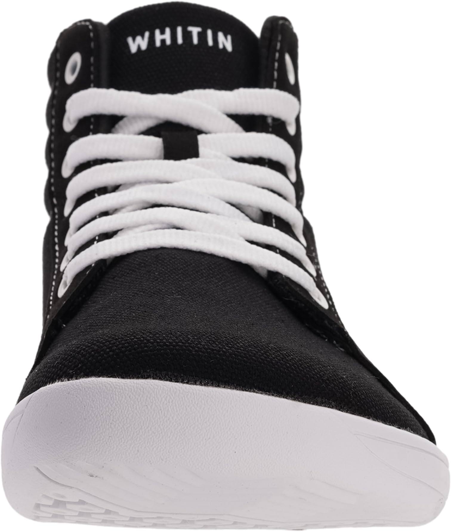 WHITIN Men's Wide Toe Box High Top Barefoot Shoes Casual Minimalist Black White Size 9