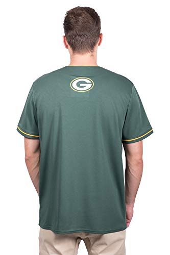 Ultra Game NFL Green Bay Packers Mens Mesh Baseball Jersey Tee Shirt, Team Color, X-Large