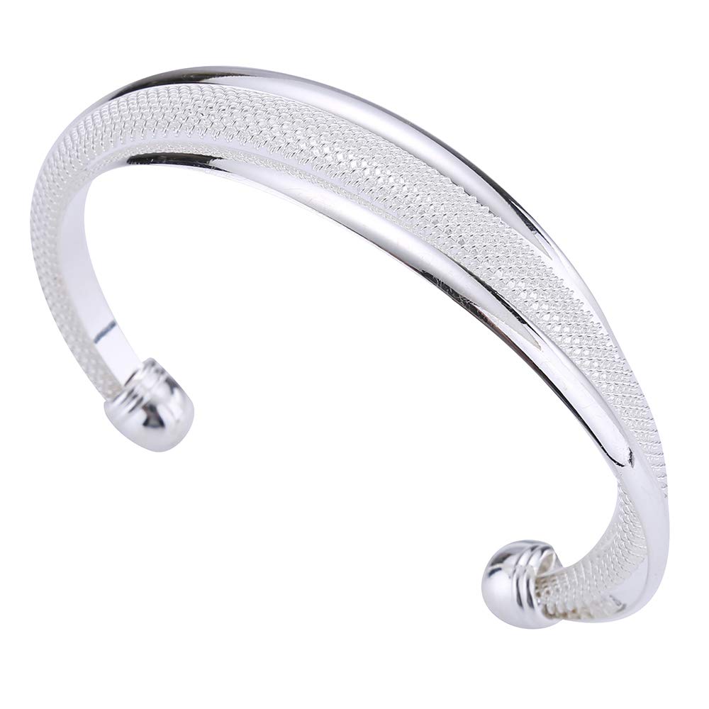 Trenro Silver Plated Bangle Bracelet, Fashion Women Open Bracelet Jewelry Gift
