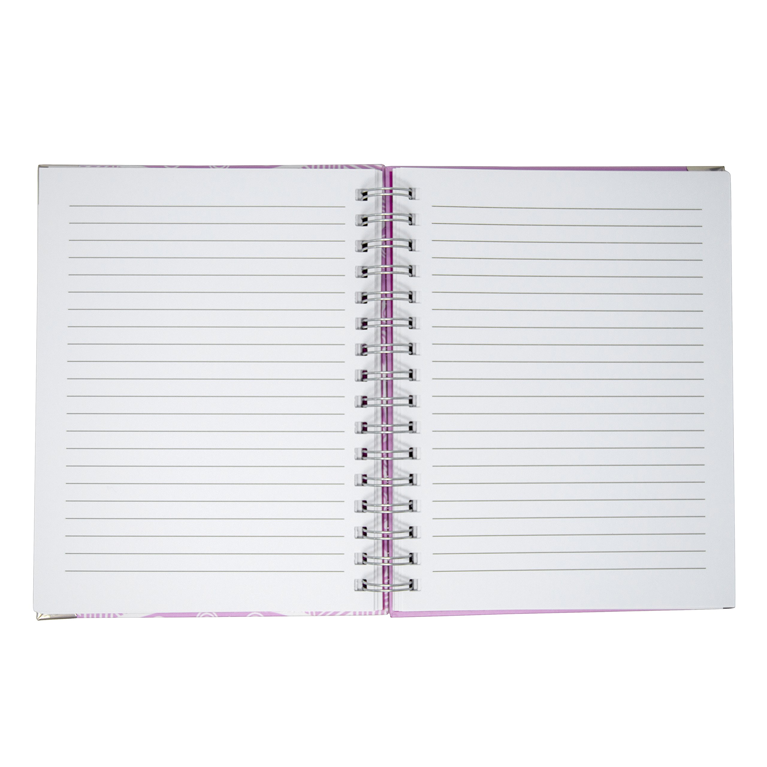 Spiral Bound Hardcover Writing Journal Notebook, Pink Mandala Diary, Lined and Blank Pages, 100 gsm, 6.5 x 8.5 inches
