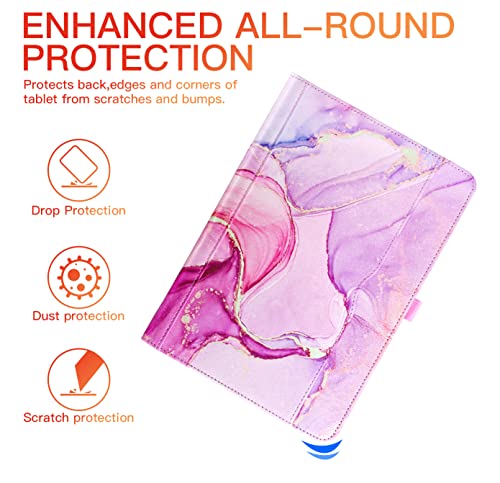 ZoneFoker All New Kindle Fire HD 10 Tablet & Fire HD 10 Plus (11th Generation, 2021 Released) Cover Case, 360 Protection Multi-Angle Viewing Stand Auto Sleep/Wake with Card Slots - Marble Rose Gold