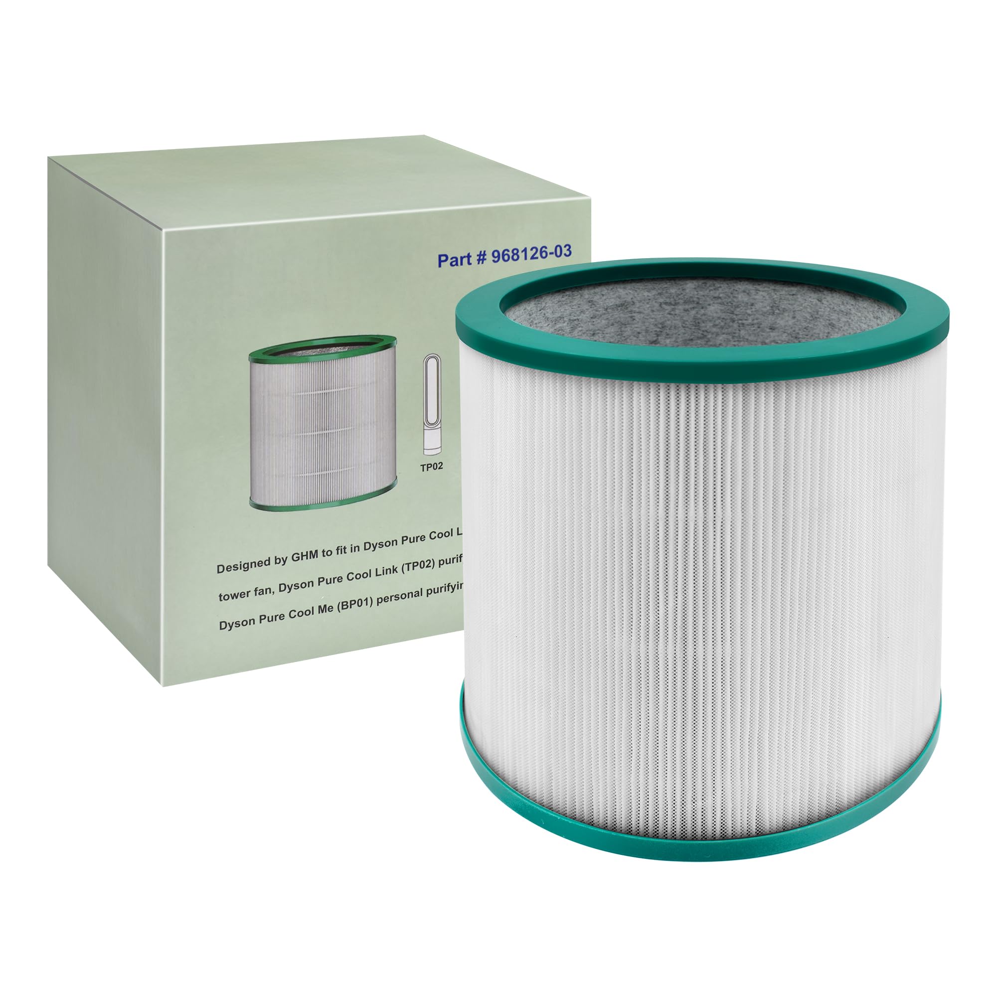 True HEPA Filter Compatible with Dyson Pure Cool Link and Tower TP02 and TP03 Models, Approx7.5 (Fit 1st & 2nd Generation), Part # 968126-03