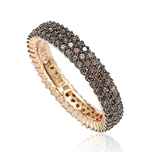 Suzy Levian Rose Sterling Silver Micro-Pave Brown Cubic Zirconia Eternity Band (6)