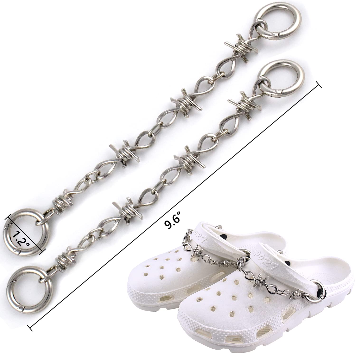 VIQWYIC Metal Twisted Chains Shoe Charms, Fashion Cool Punk Alloy, Decoration for Sandals Clog Accessories