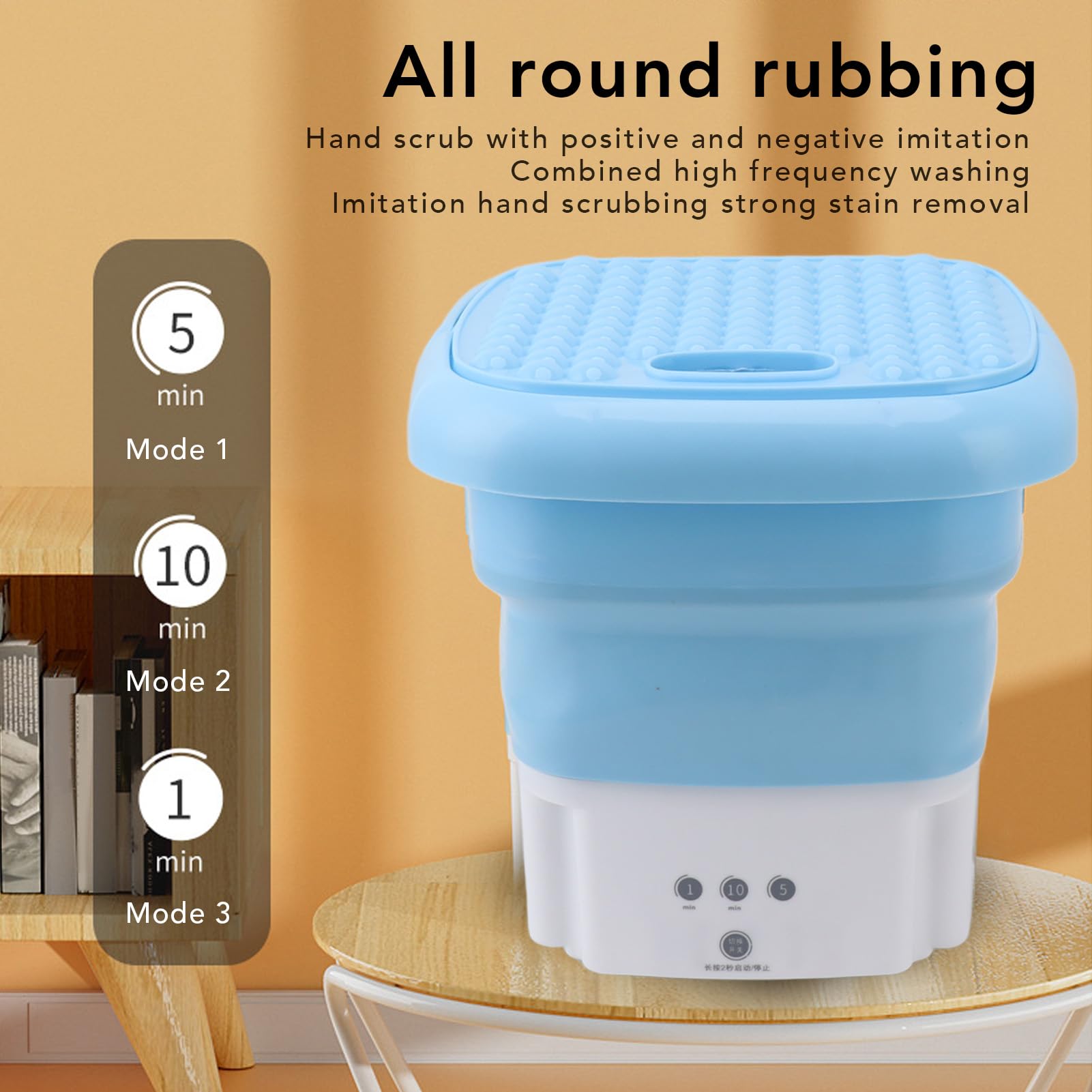 Tgoon Foldable Washing Machine, Deep Stain Removal High Speed Motor Foldable Mini Washing Machine Deep for Tourism for Apartments (US Plug)