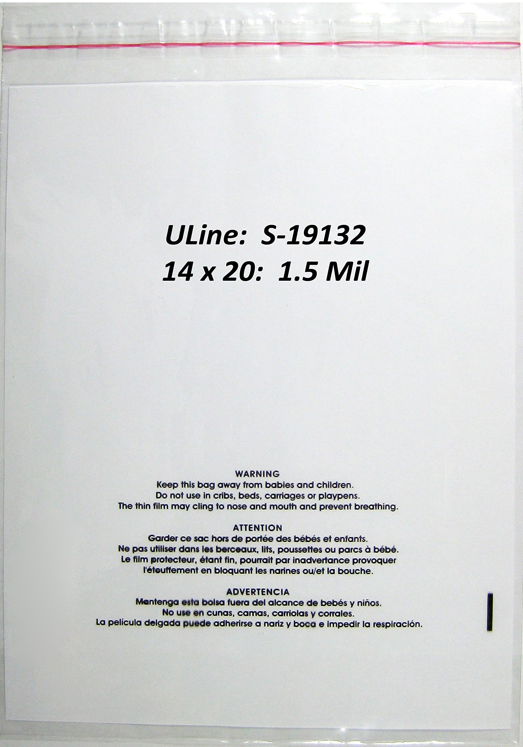 Uline Self-Seal Poly Bags: Clear with Suffocation Warning, 1.5 Mil, 400 Piece Combo Pack: 4 x 6, 8 x 10, 11 x 14 and 14 x 20 (100 Bags of Each Size)