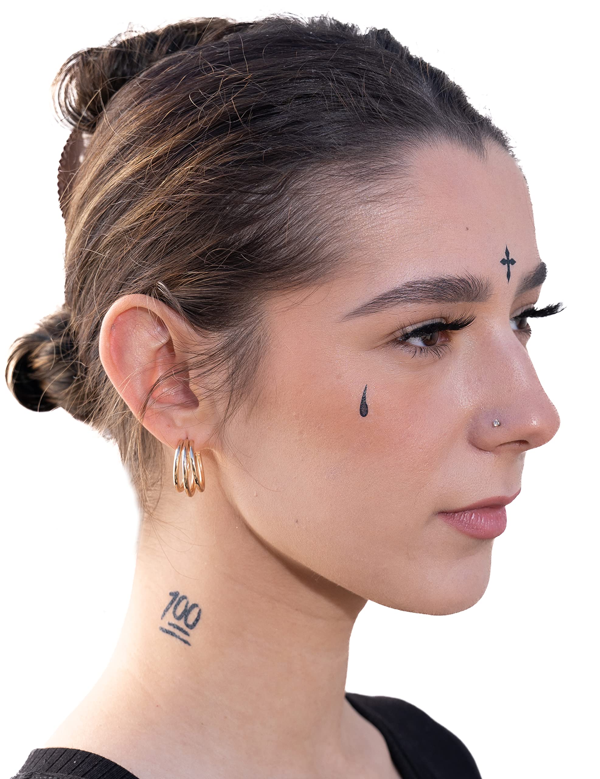 Thug Ink Temporary Tattoos - Volume I - 10 Temporary Tattoos ~ Face Tattoos ~ Teardrop, Cross, Praying Hands, etc~ Thug Life ~ Fake Tattoos ~ Water-transfer Tattoos