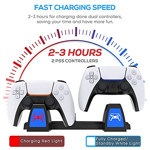 YUANHOT Vertical Stand and 2-in-1 Cooling Fan Accessories Kit Compatible with PS5, Stand with Controller Charging Station Within 2-3H, Cooling System, Headset Holder, Extra USB Ports, 14 Game Slots