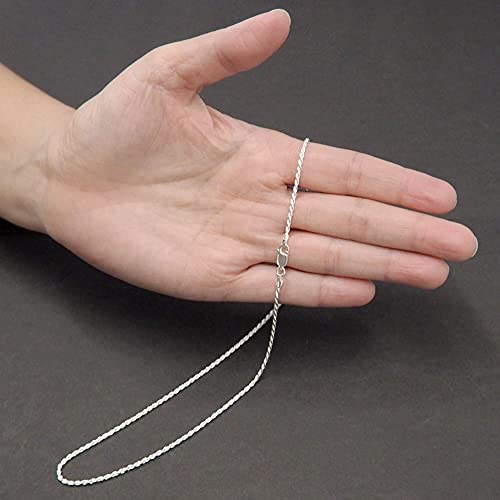Sterling Silver 1.5mm Diamond-Cut Rope Chain Necklace Solid Italian Nickel-Free, 16 Inch