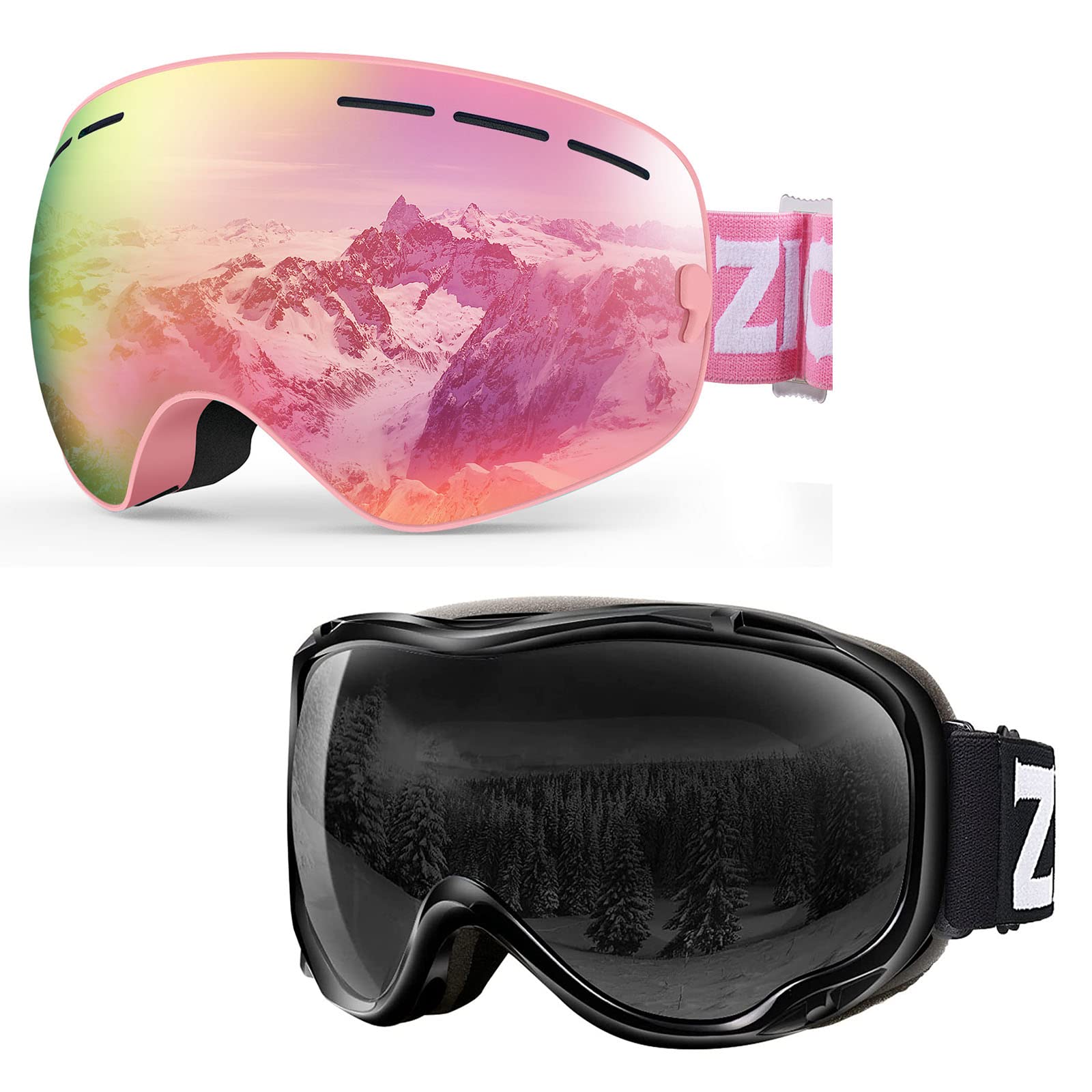 ZIONOR Lagopus Ski Goggles and XMINI Kids Ski Goggles