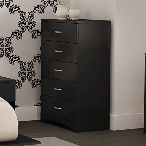 South Shore Step One Chest & 5-Piece Drawer Organizers, Pure Black and Beige