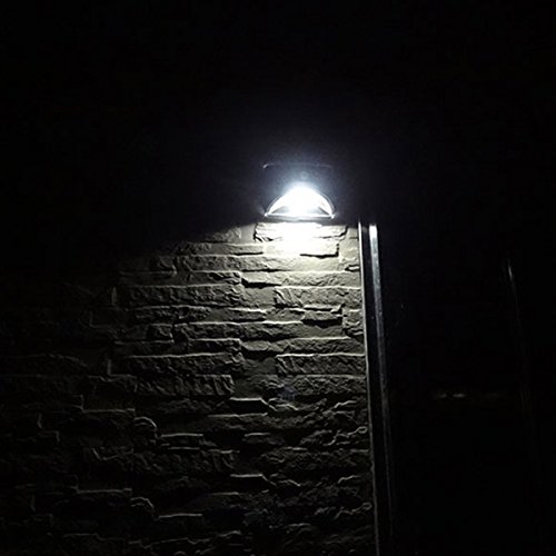 WOAIX Solar Powered 4 LED PIR Motion Sensor Stainless Steel Wall Light for Outdoor Garden Home