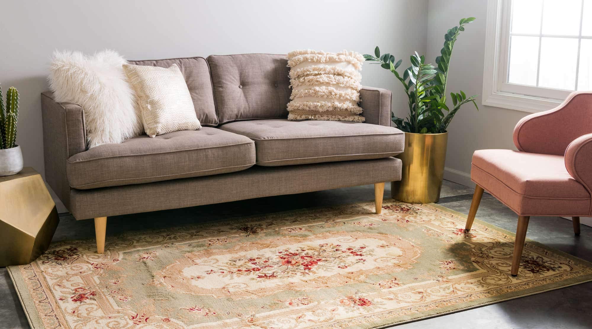 Unique Loom Versailles Collection Traditional Classic Floral Motif Area Rug (5' 0 x 8' 0 Rectangular, Green/ Ivory)