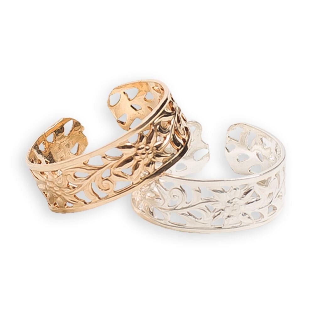 Toe Ring Calypso 14K Gold Fill Ring | Adjustable Gold Toe Ring for Women | Wide Tropical Design